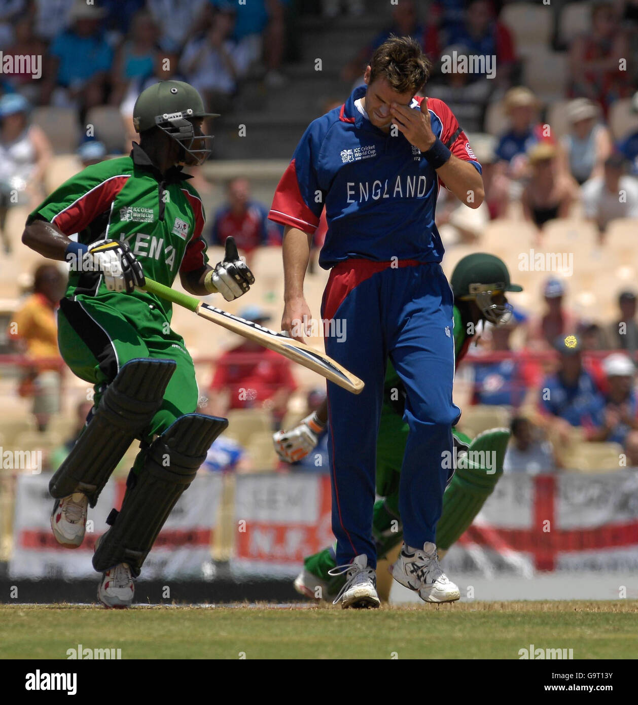 Kenya's Maurice Ouma (left) and Tony Suji score runs off England's ...