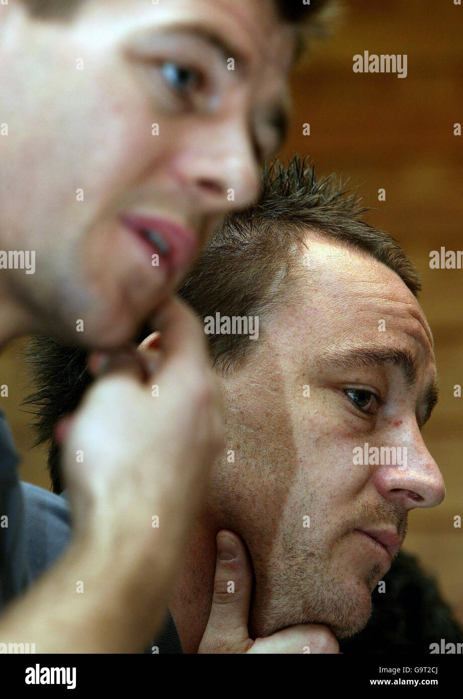 England's Steven Gerrard and John Terry (right) during a press ...