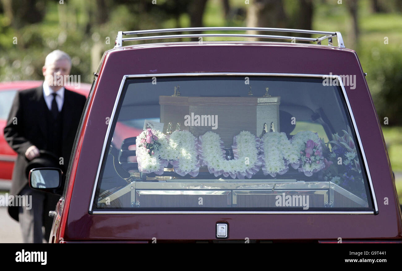 The coffin of Margaret Masson (known as Peggy) arrives for funeral at ...