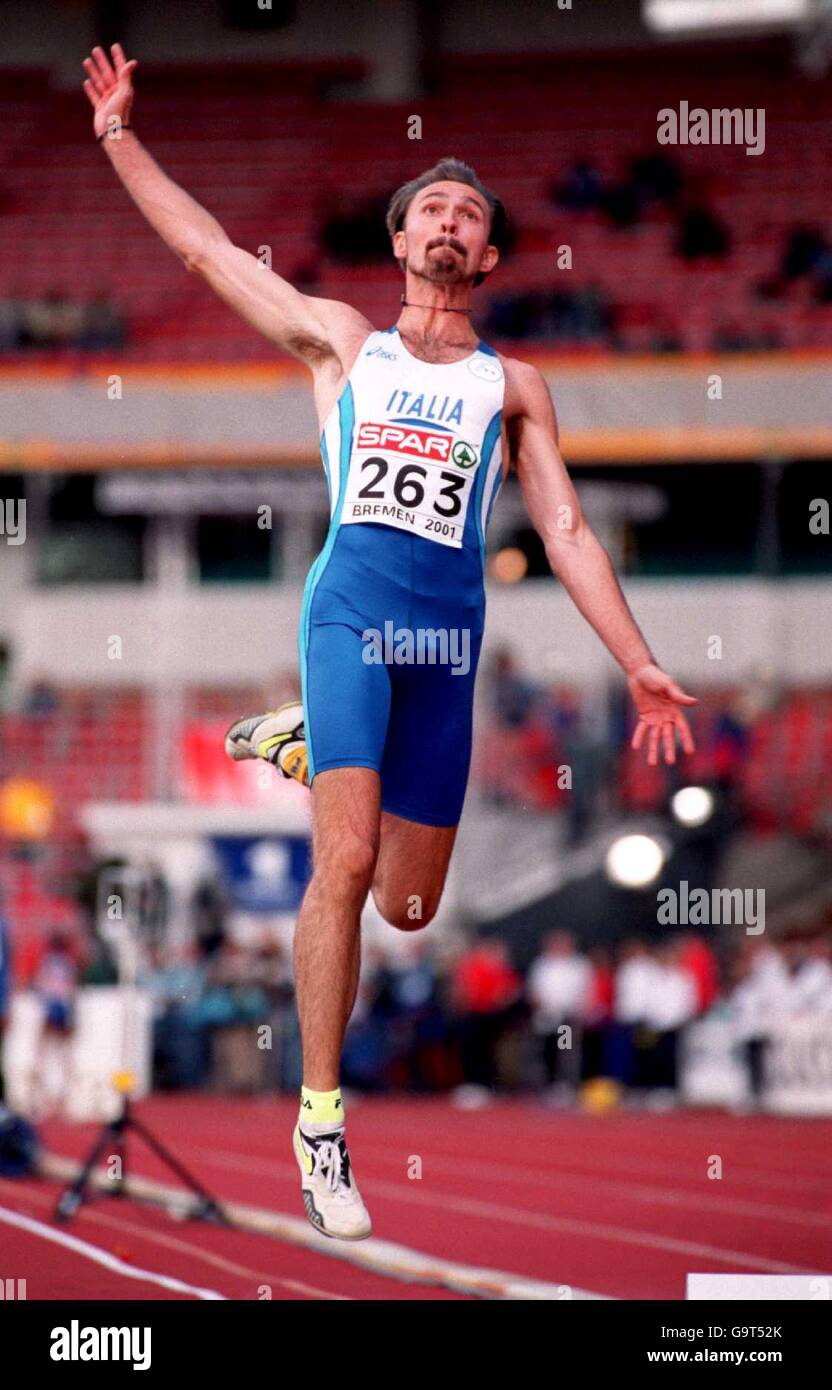Italy's Alessio Rimoldi in action in the men's long jump Stock Photo ...