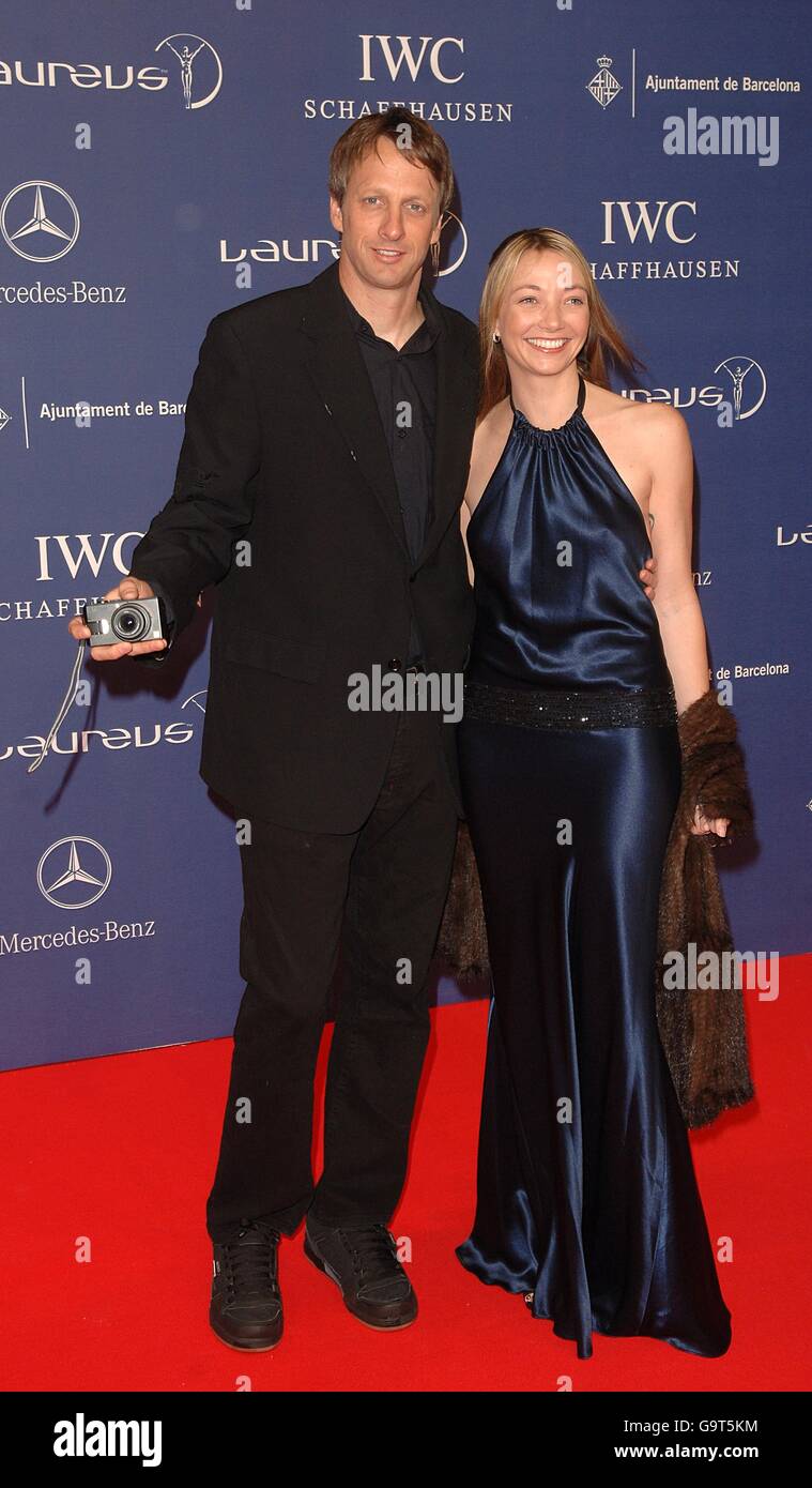 Tony hawk wife lhotse arrive for the laureus world sports hi-res stock ...