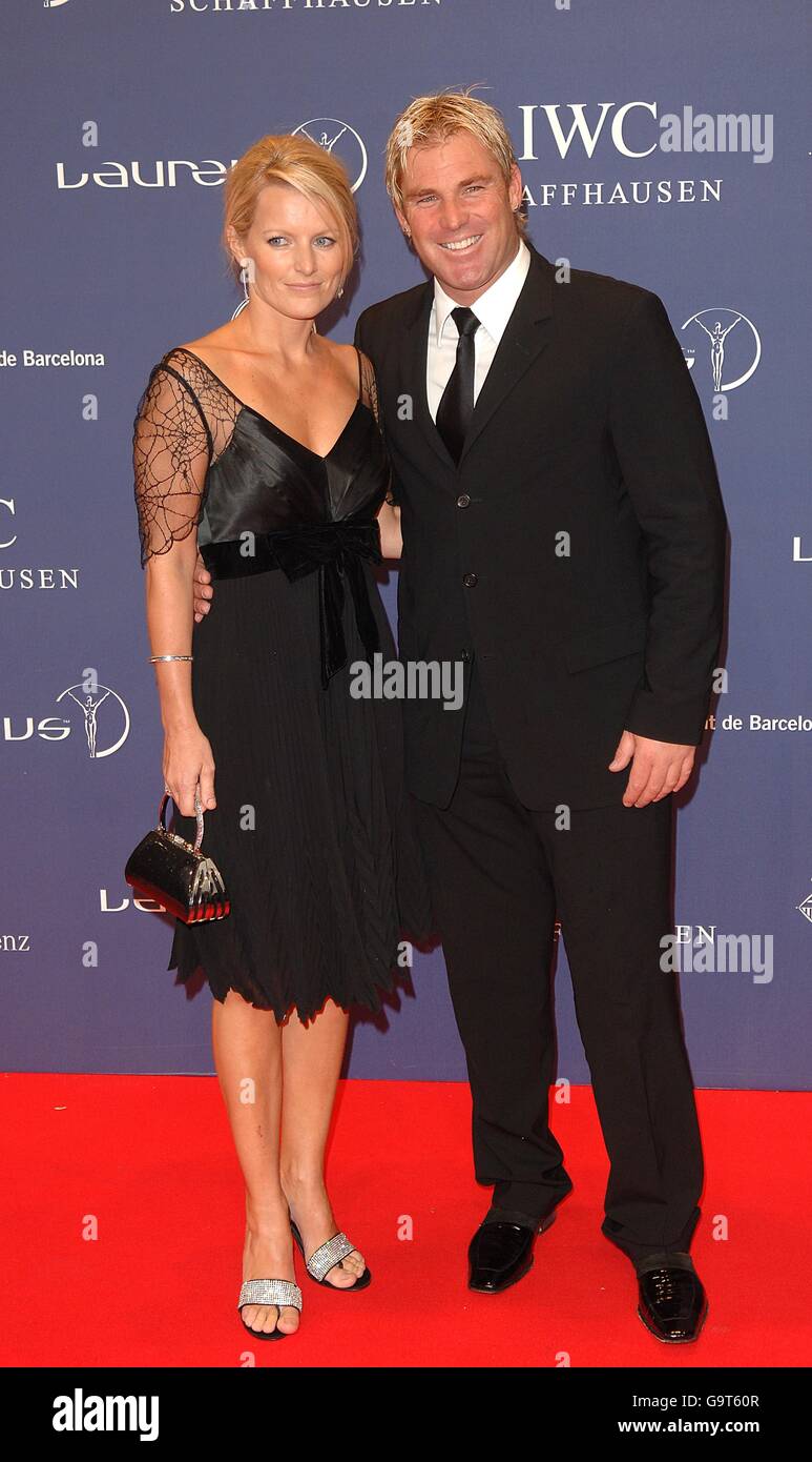 Shane Warne and wife Simone arrives for the Laureus World Sports Awards ...