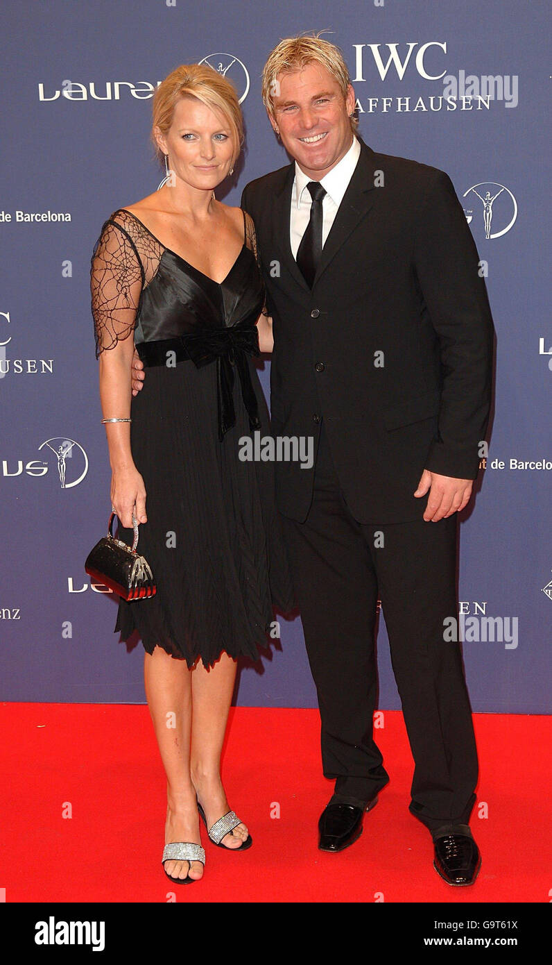 Shane Warne and wife Simone arrives for the Laureus World Sports Awards ...