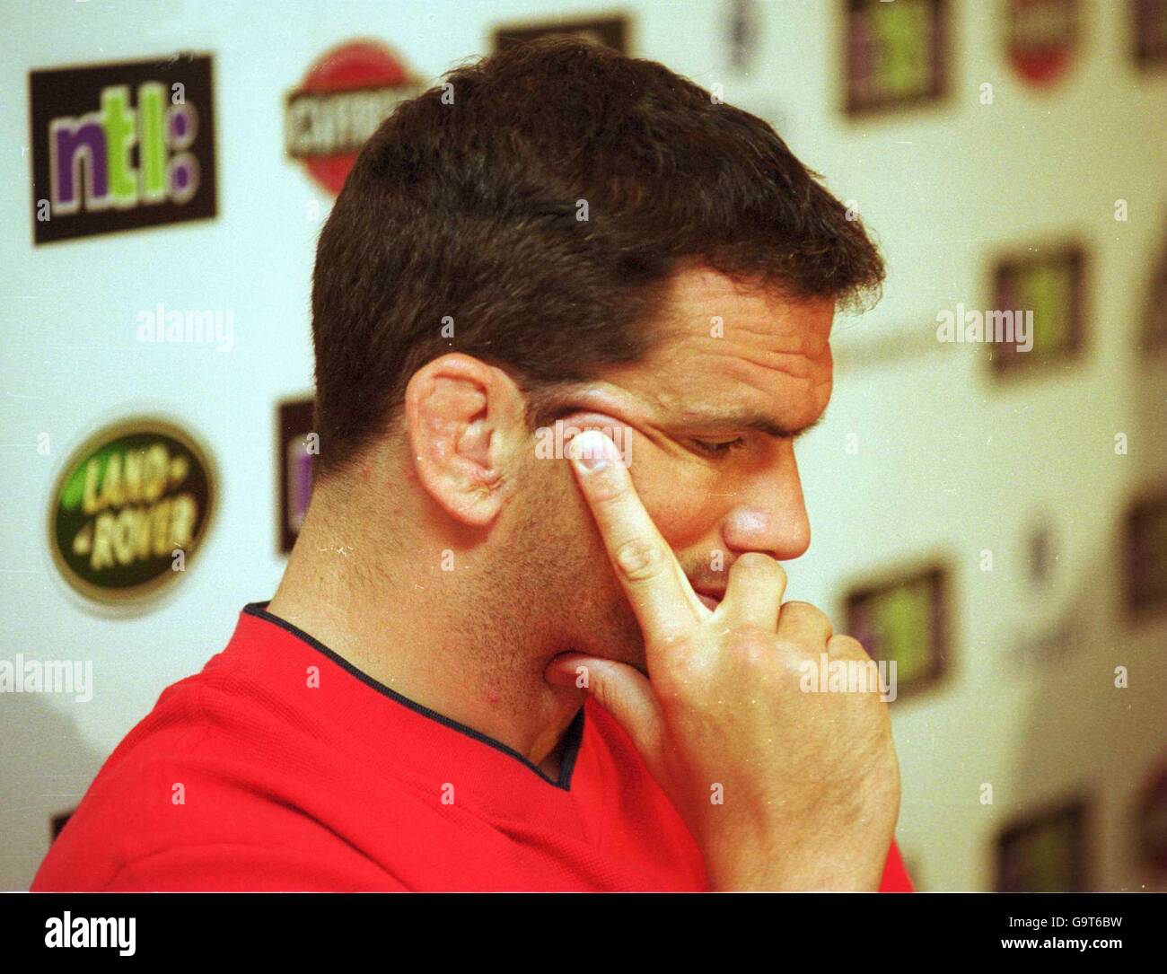British Lions captain Martin Johnson in a pensive mood during a press ...