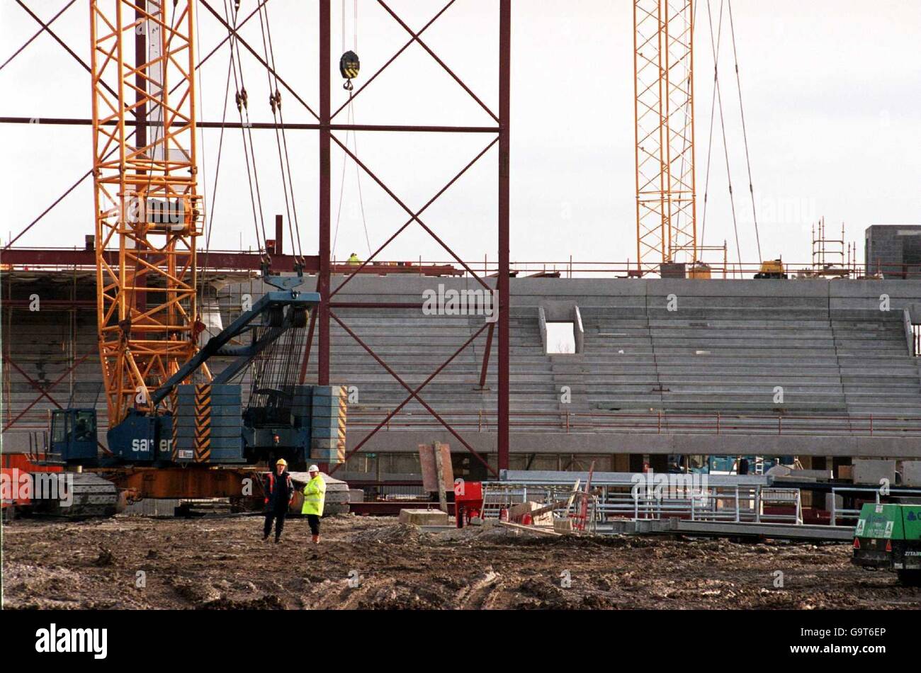 Construction work continues on the City of Manchester Stadium for the ...