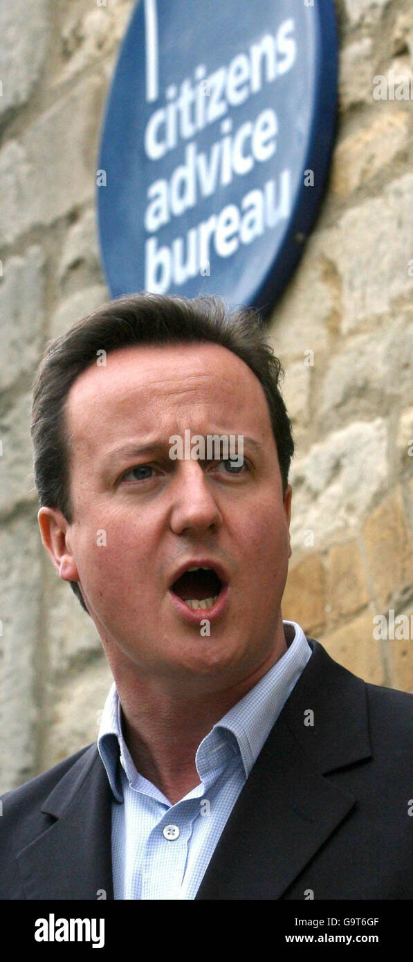 Conservative leader David Cameron opens a new Citizens Advice Bureau ...