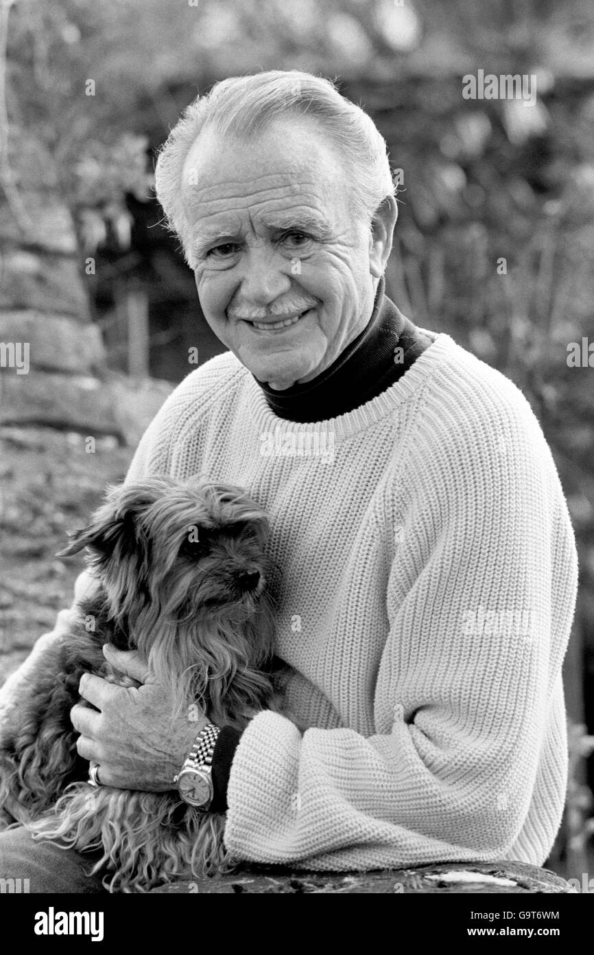 Veteran actor Sir John Mills in the gardenof his Queen Anne cottage in ...