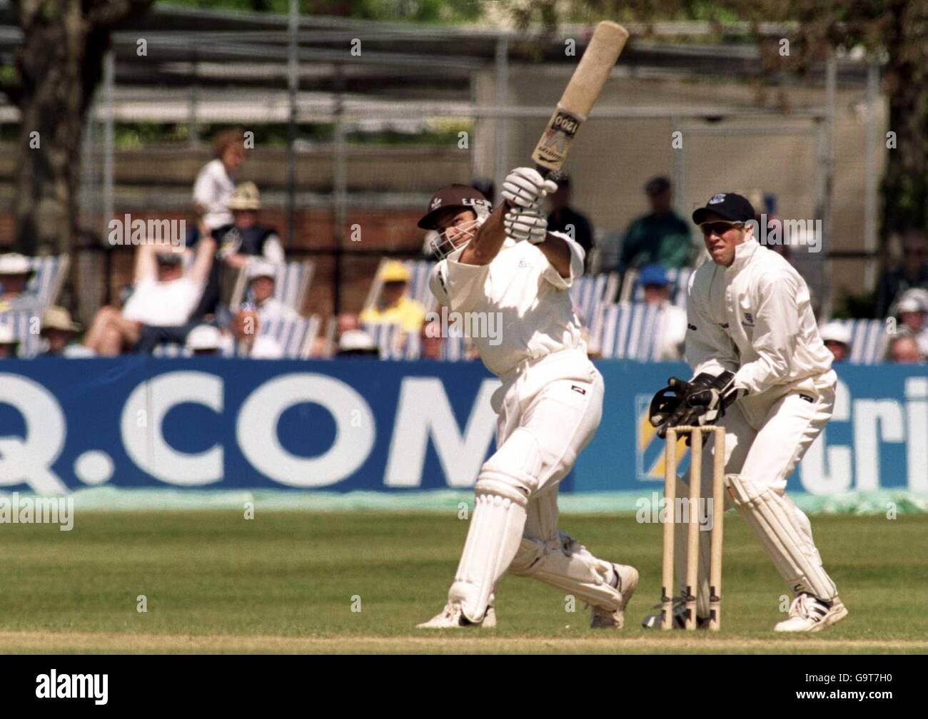 Surrey's Mark Ramprakash (l) hits out on his way to scoring 53 Stock ...
