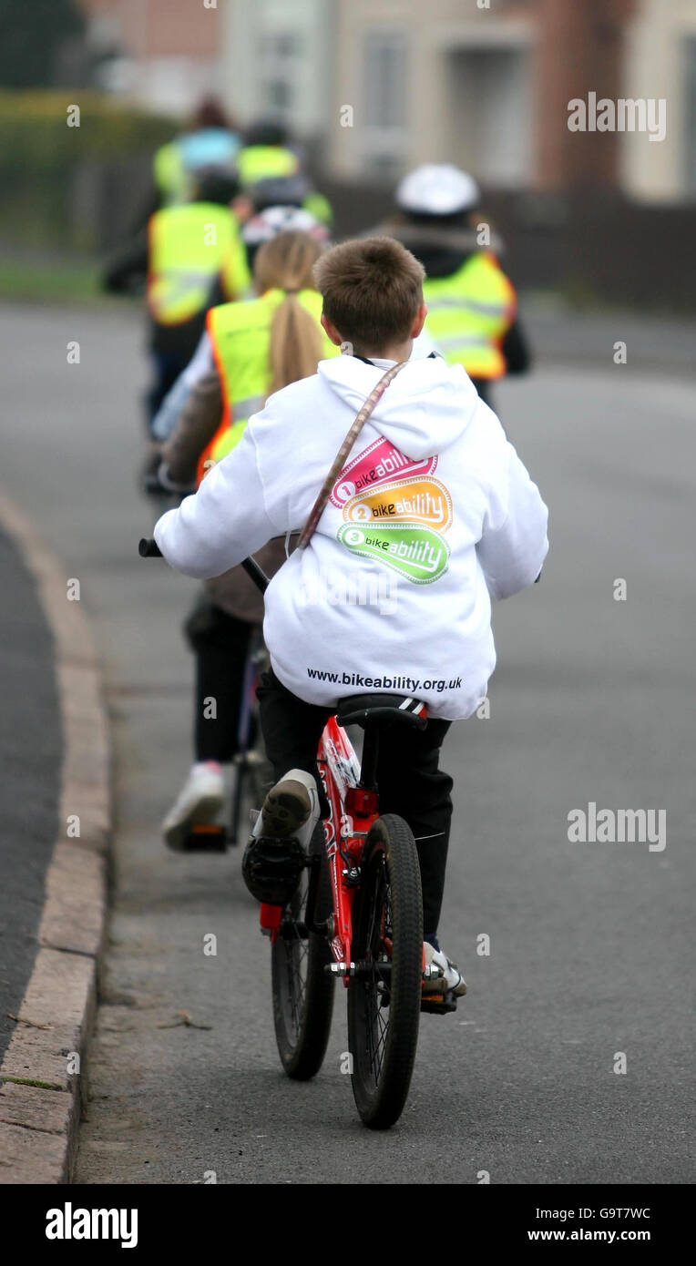 A group of young cyclists ride out in Leicester for the launch of ...