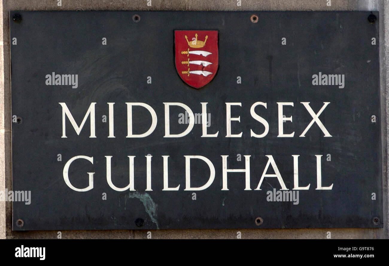 The sign outside Middlesex Guildhall, in Westminster, London, which is ...
