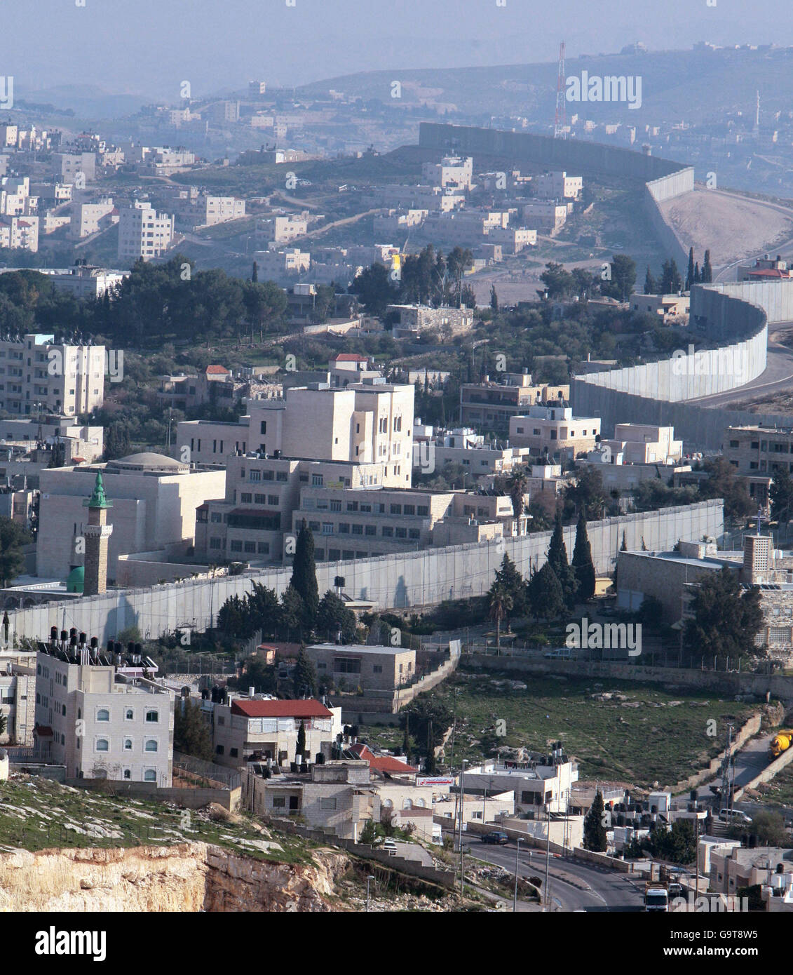 The Israeli West Bank barrier between Jerusalem (right) and Bethany ...