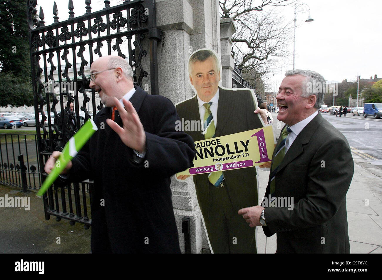 Independant election candidate Paudge Connolly TD (right) introduces ...