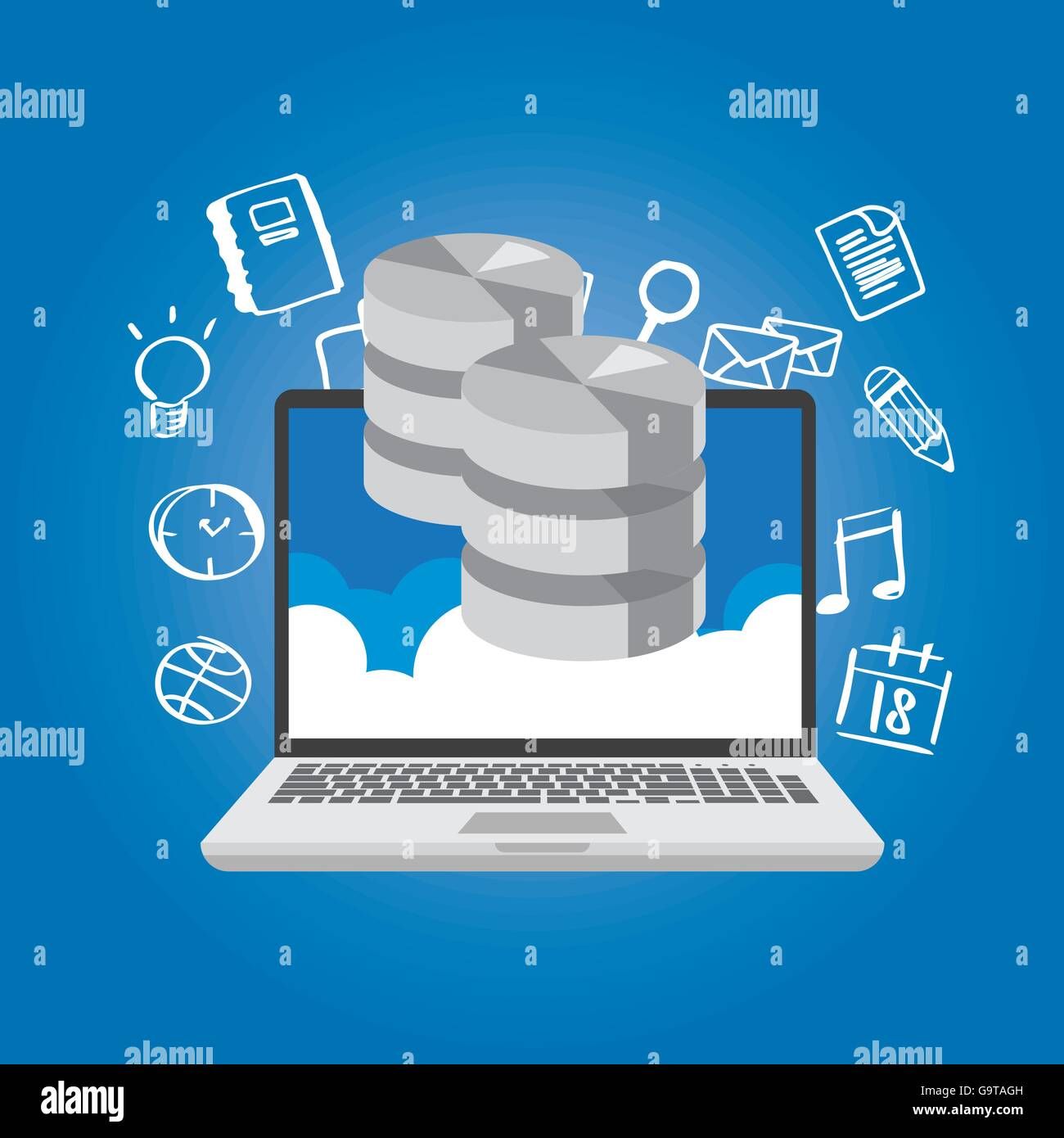 database data in the cloud network multimedia storage symbol Stock ...