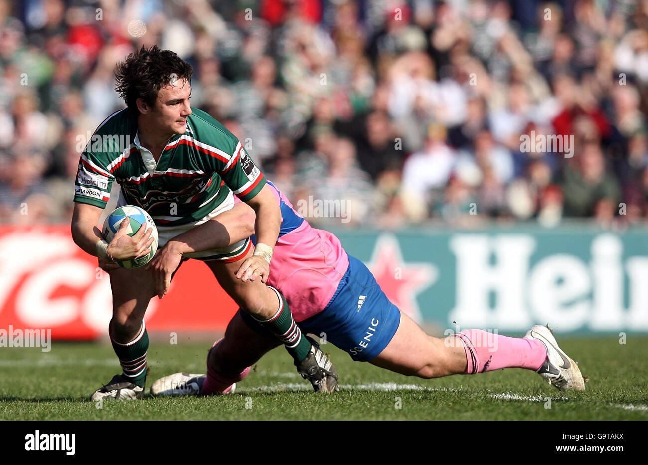 Leicester's Harry Ellis looks for support during the Heineken Cup ...