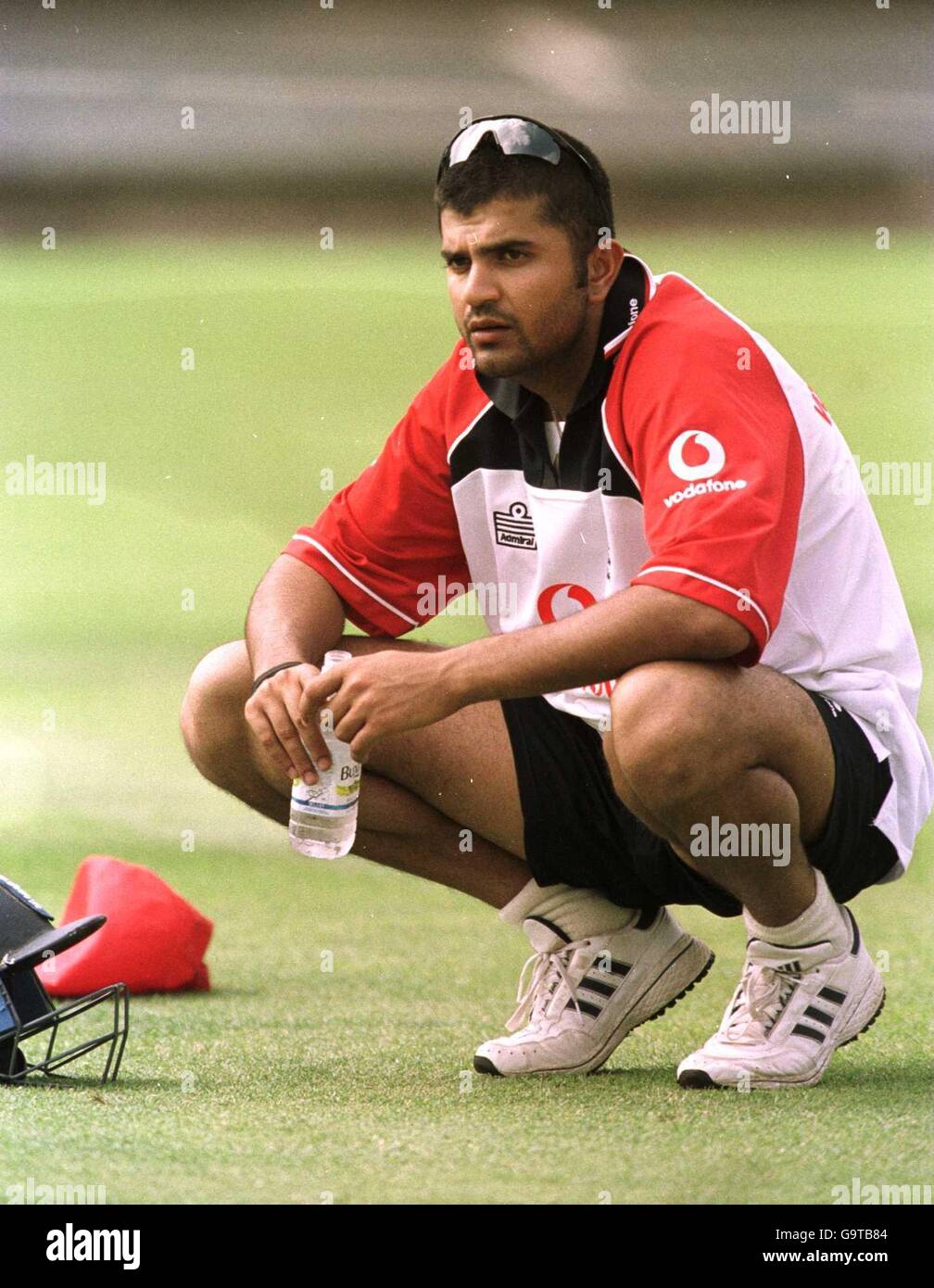 England's Usman Afzaal takes a break during nets to reflect on his call ...