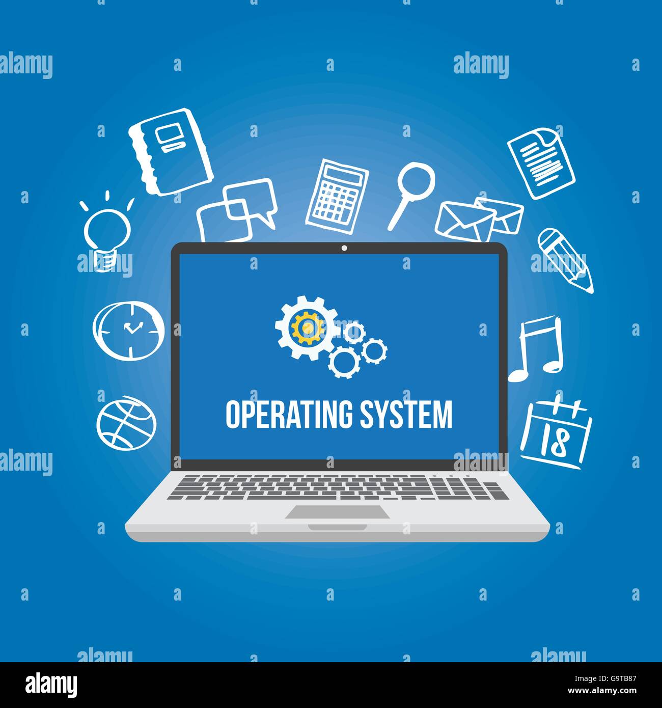os operating system software computer laptop screen gear icon Stock Vector Image & Art - Alamy