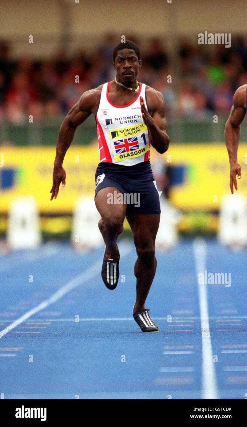 Great Britain's Dwain Chambers on his way to second place in the men's ...
