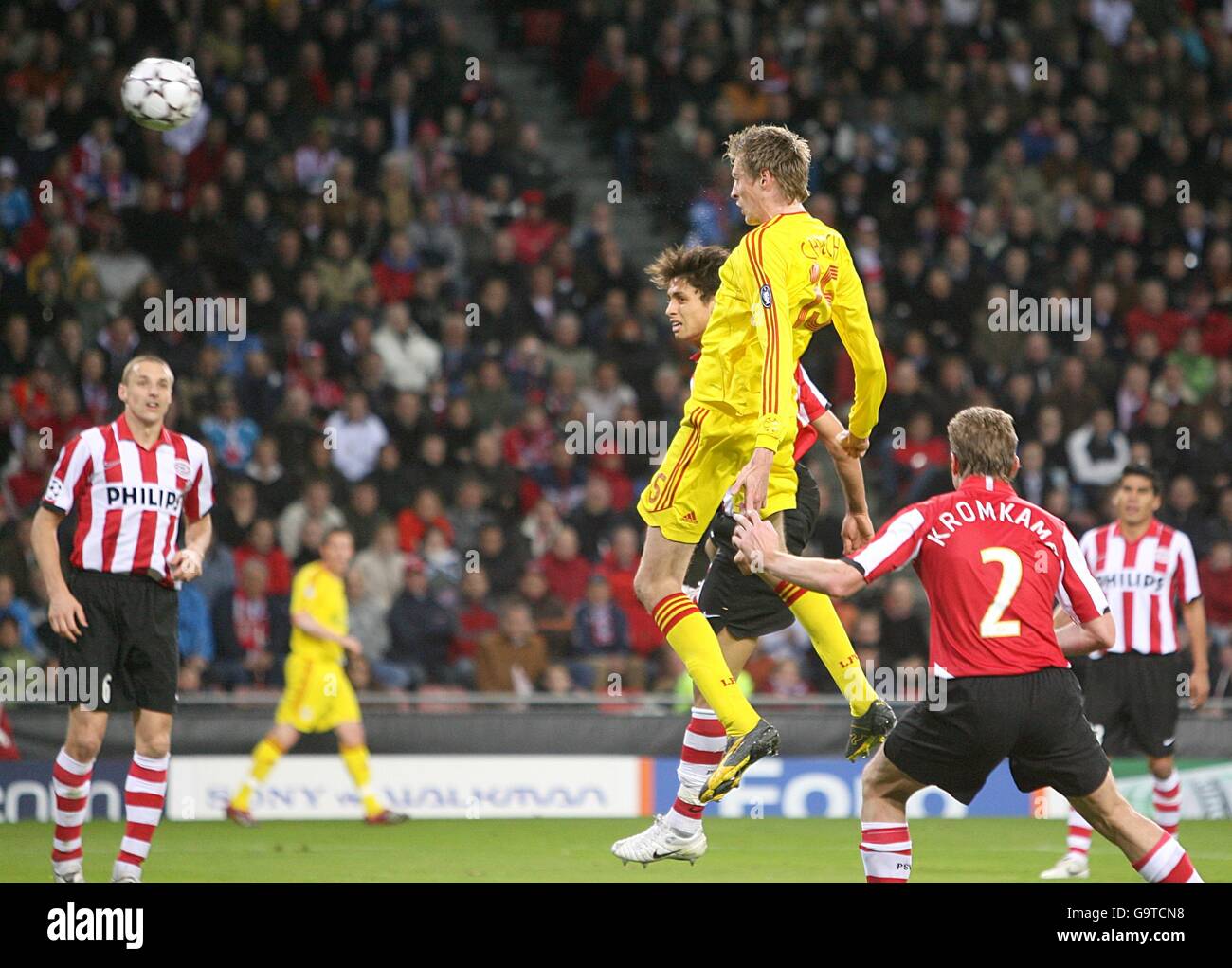 Liverpools peter crouch heads in the third goal hi-res stock ...