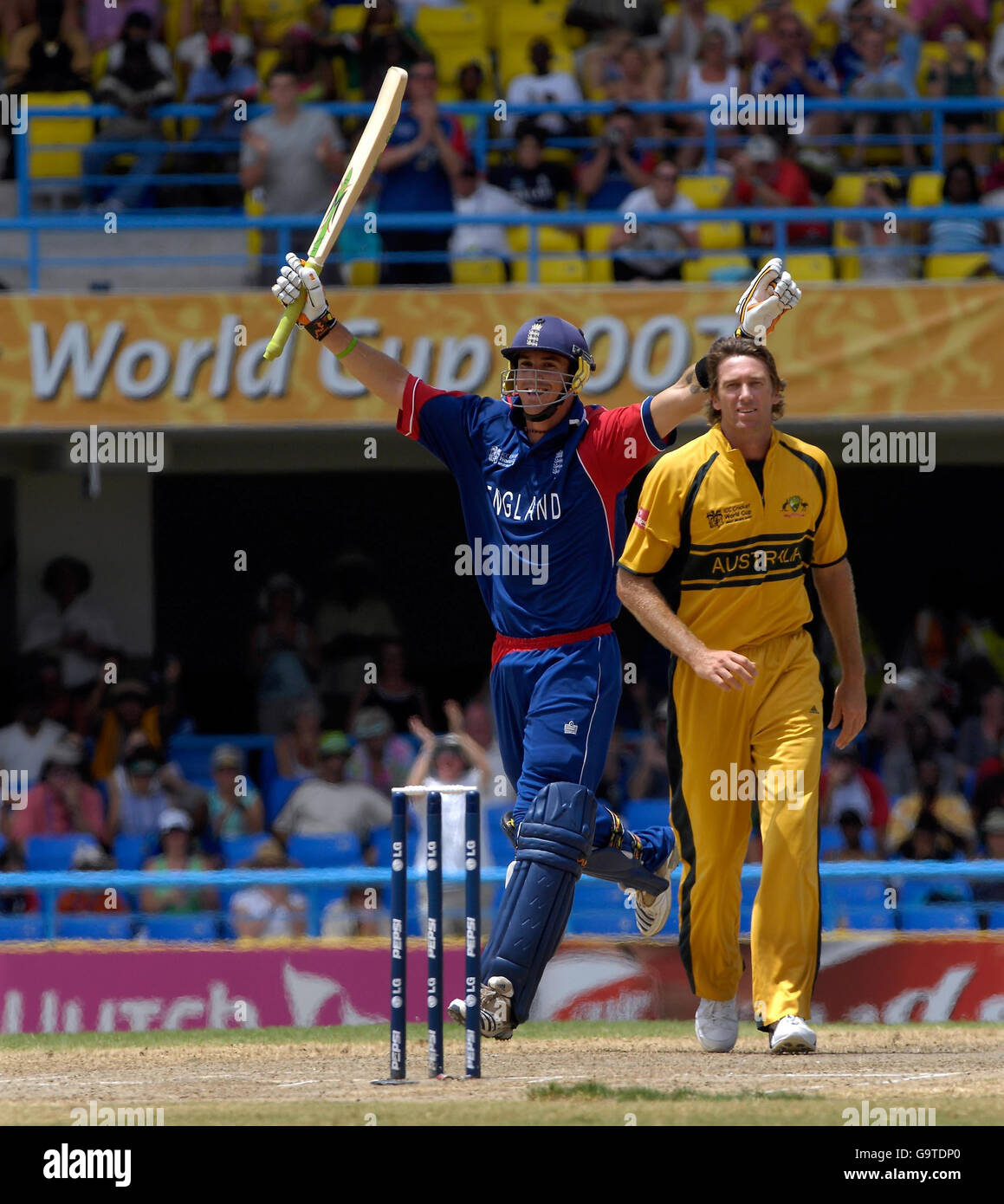 England's Kevin Pietersen celebrates his century during the ICC Cricket ...