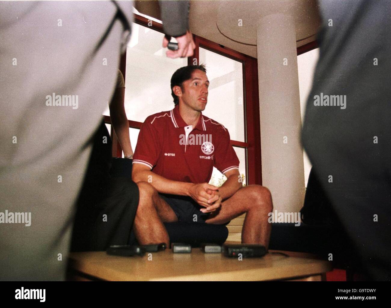 Middlesbrough's new signing Gareth Southgate talks to the press Stock ...