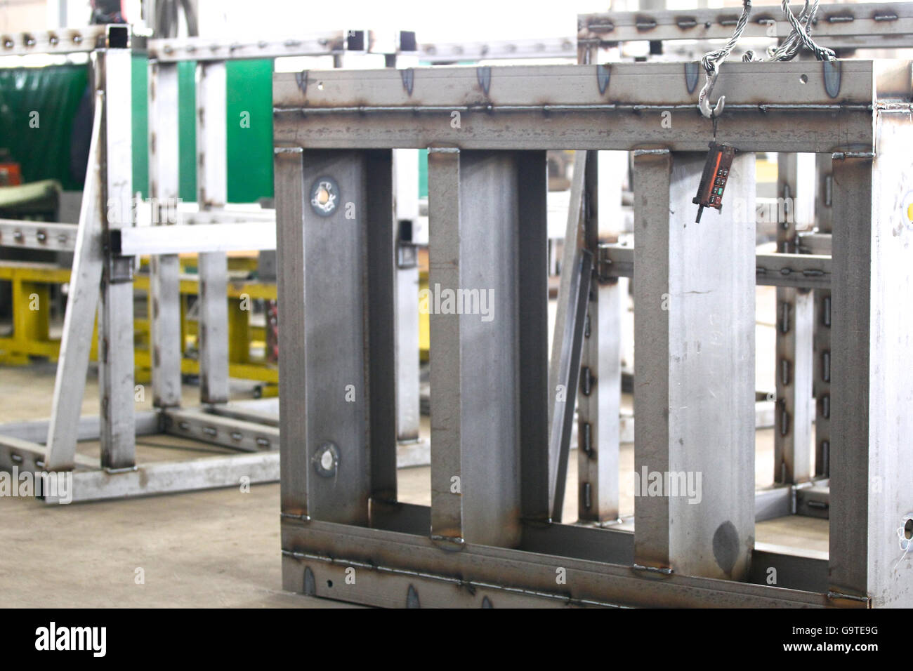 various elements of steel structures for further assembly Stock Photo ...