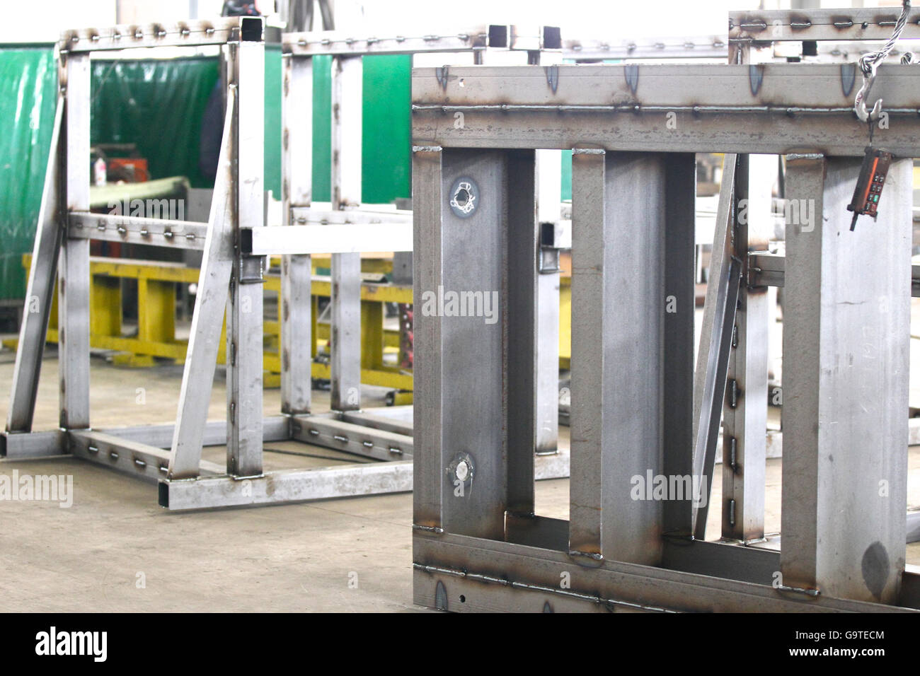 various elements of steel structures for further assembly Stock Photo ...