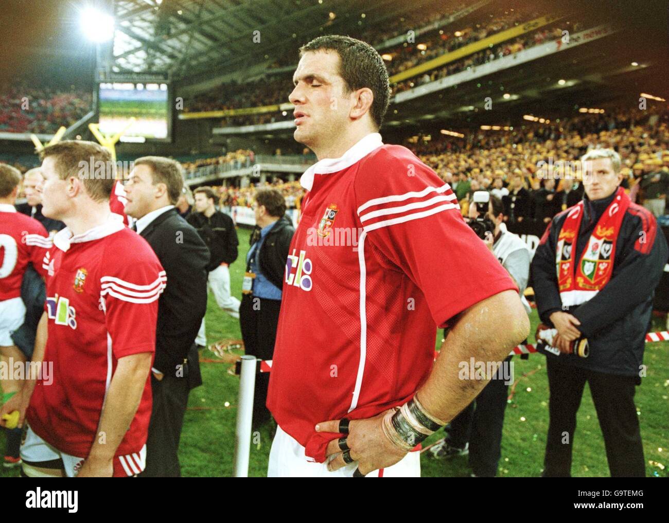 British Lions captain Martin Johnson closes his eyes in reflection on ...