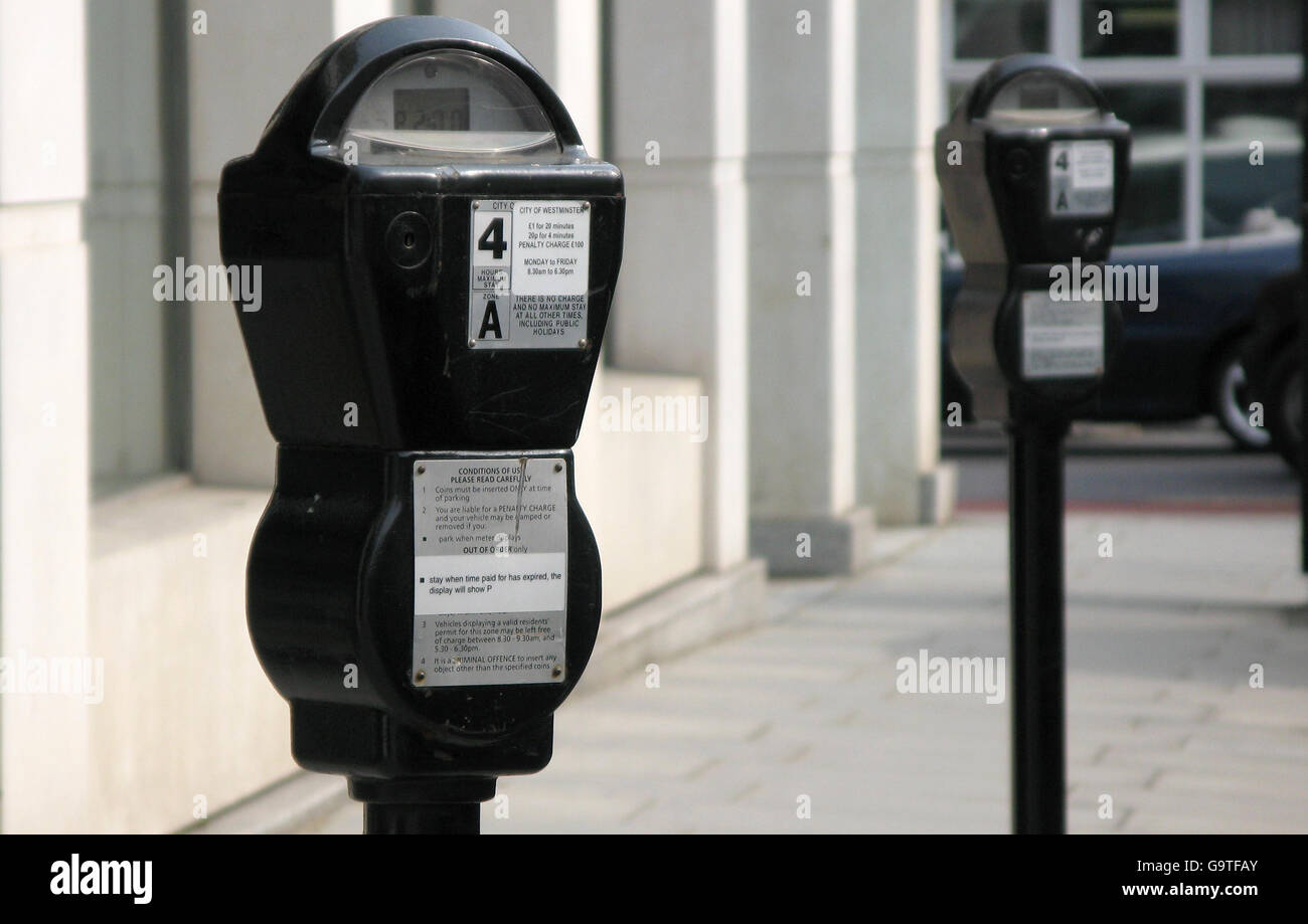 Generic stock picture showing a parking meter in central London Stock ...