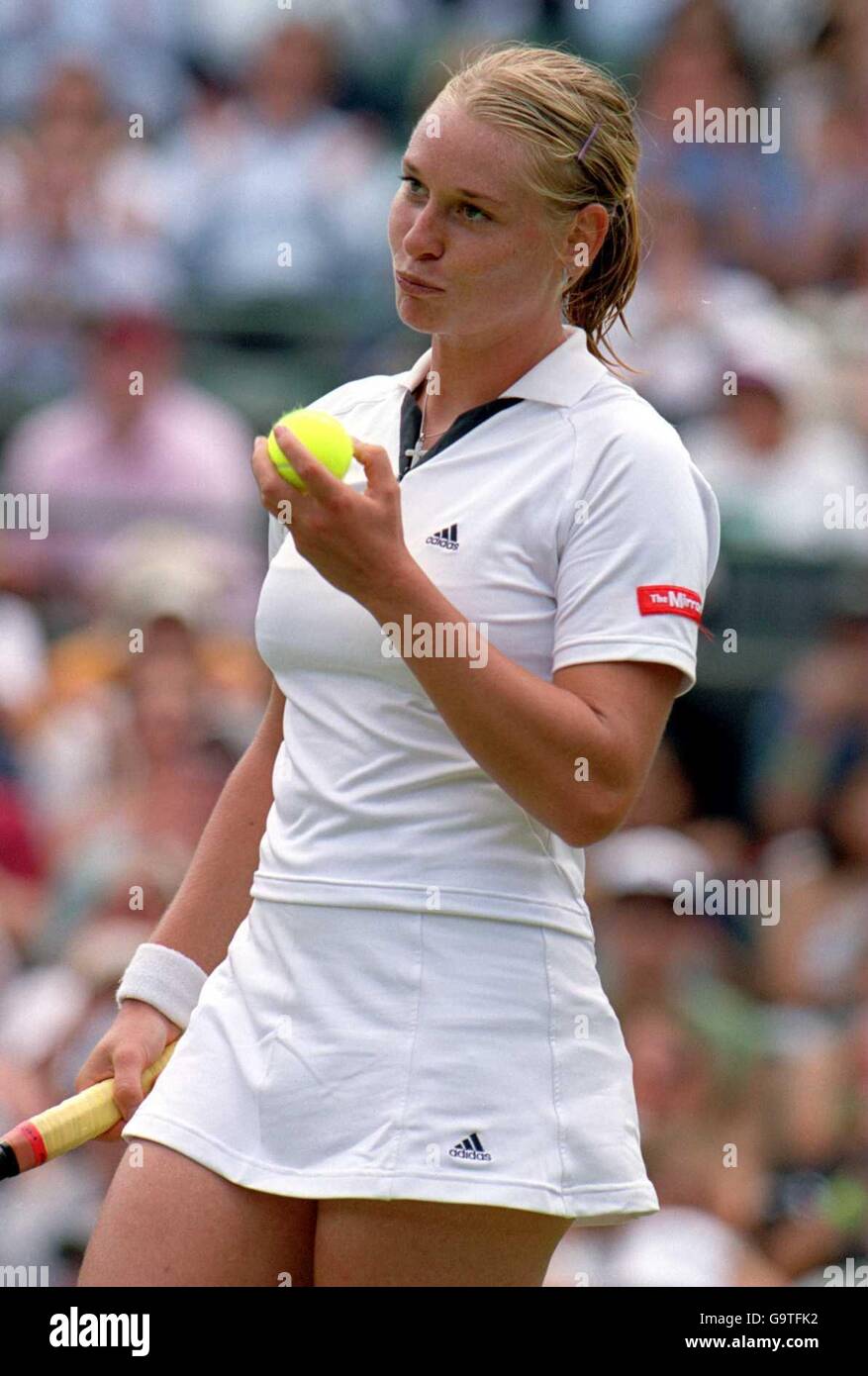 Barbara Schett has words with the umpire during her match with Jelena ...