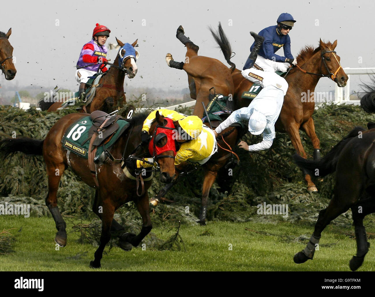Our Jolly Swagman ridden by jockey Miss Emma Tory (left) and Benrajah ...