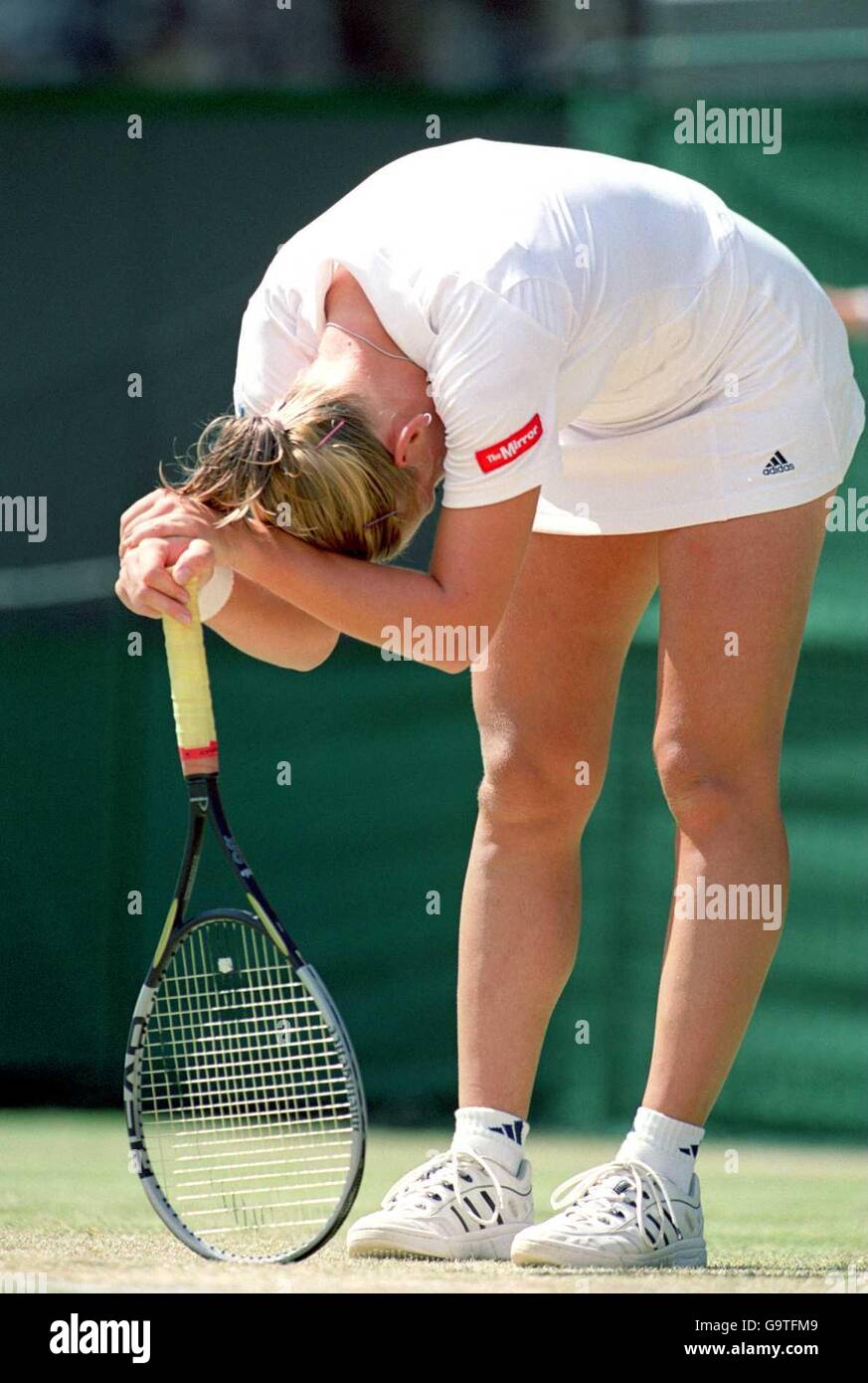 Barbara schett tries to compose herself match jelena dokic hi-res stock ...