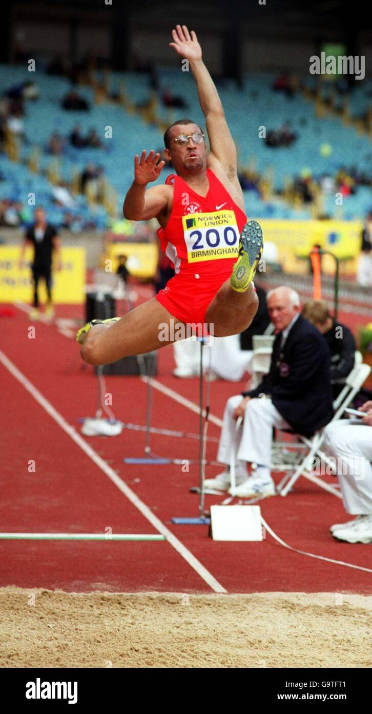Anthony malcolm in action in the mens long jump final hi-res stock ...