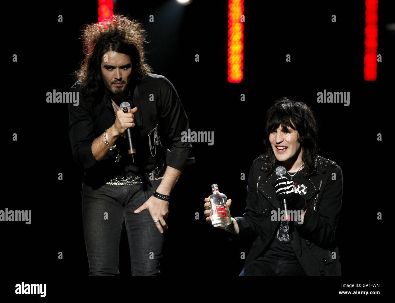 Russell Brand and Noel Fielding performing during the Teenage Cancer ...