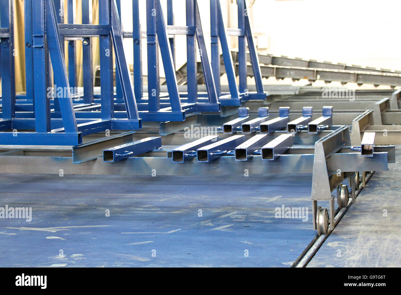 various elements of steel structures for further assembly Stock Photo ...