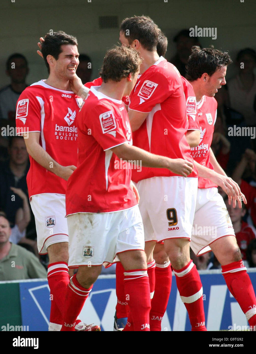 Barnsley's Daniel Nardiello celebrates after scoring during the Coca ...