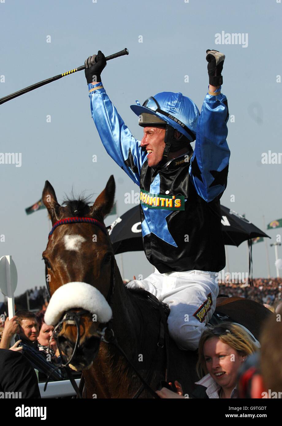 Jockey Robbie Power on Silver Birch celebrates winning in the John ...