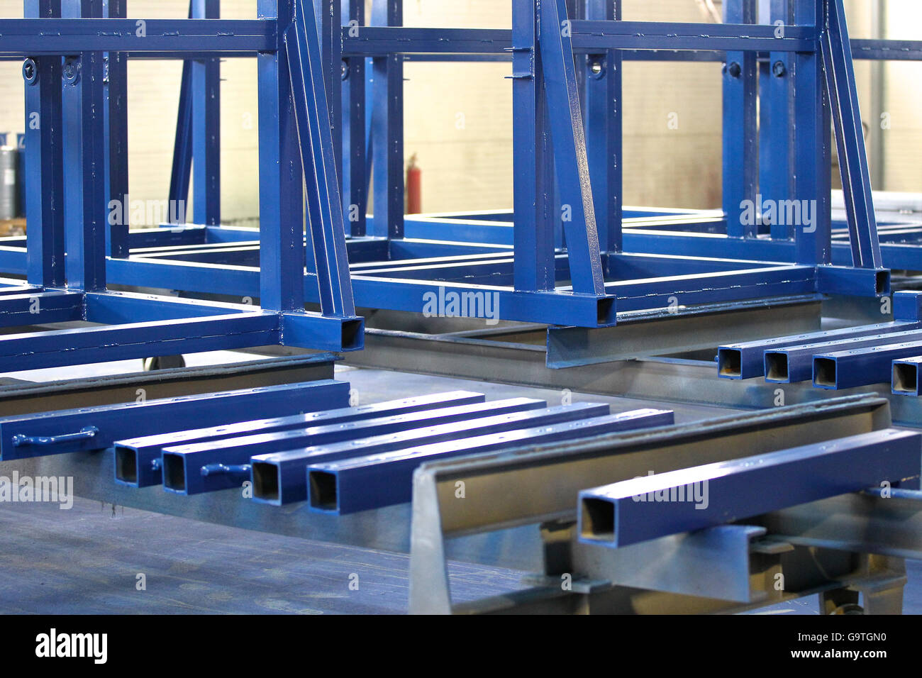 various elements of steel structures for further assembly Stock Photo ...