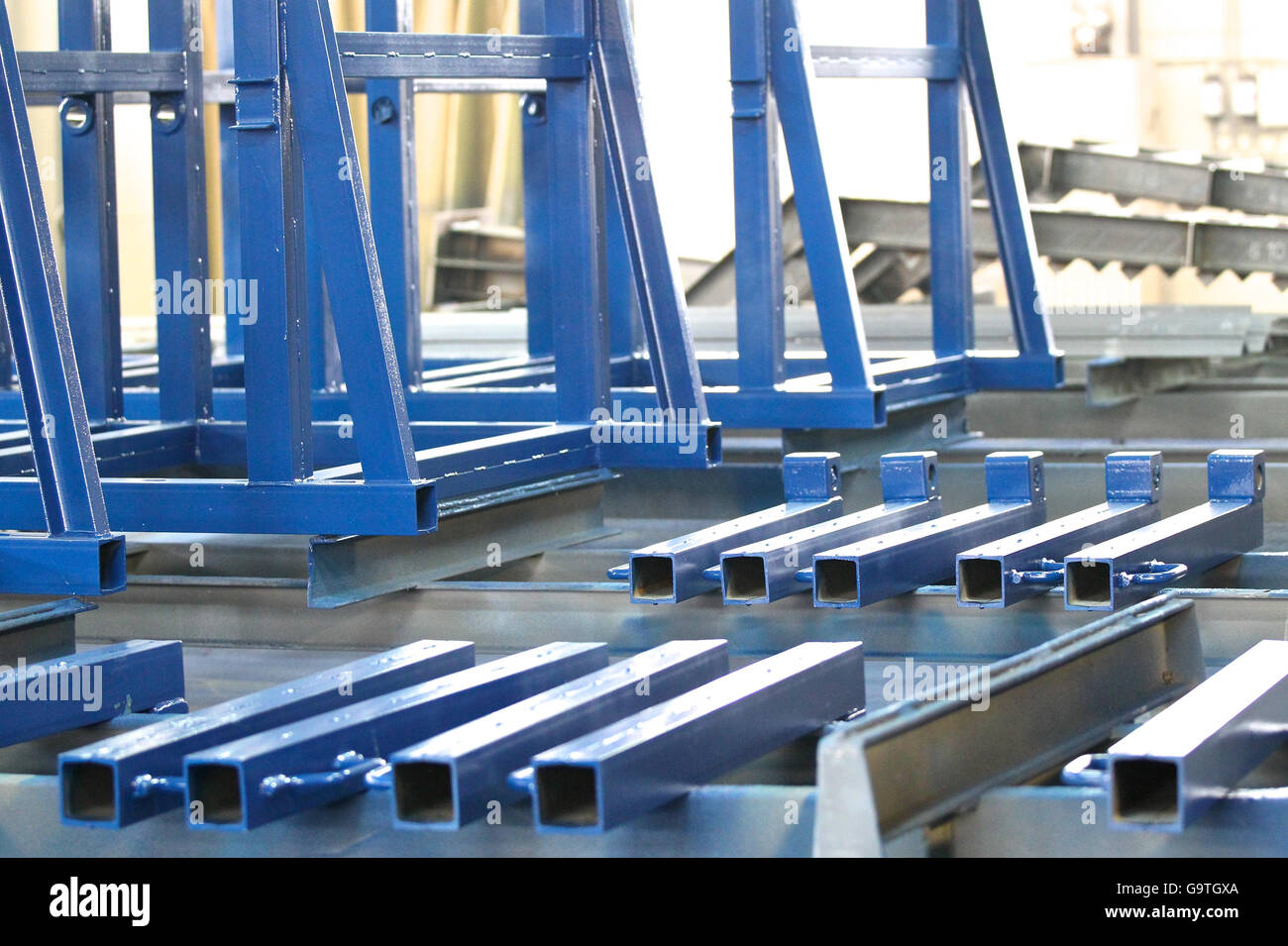 various elements of steel structures for further assembly Stock Photo ...