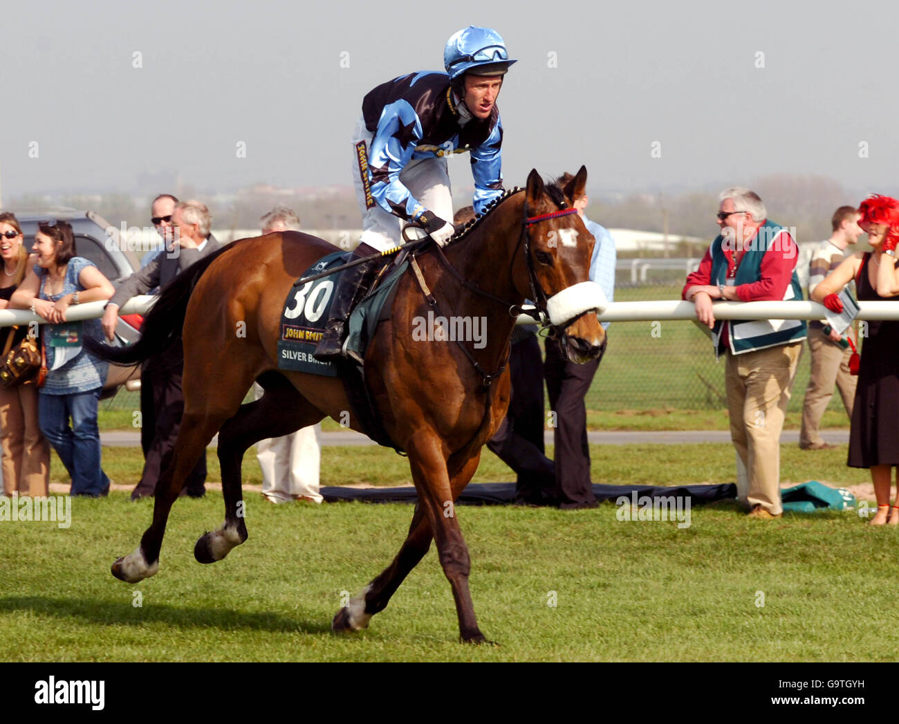 Silver Birch ridden by Robbie Power going to post in the John Smith's ...