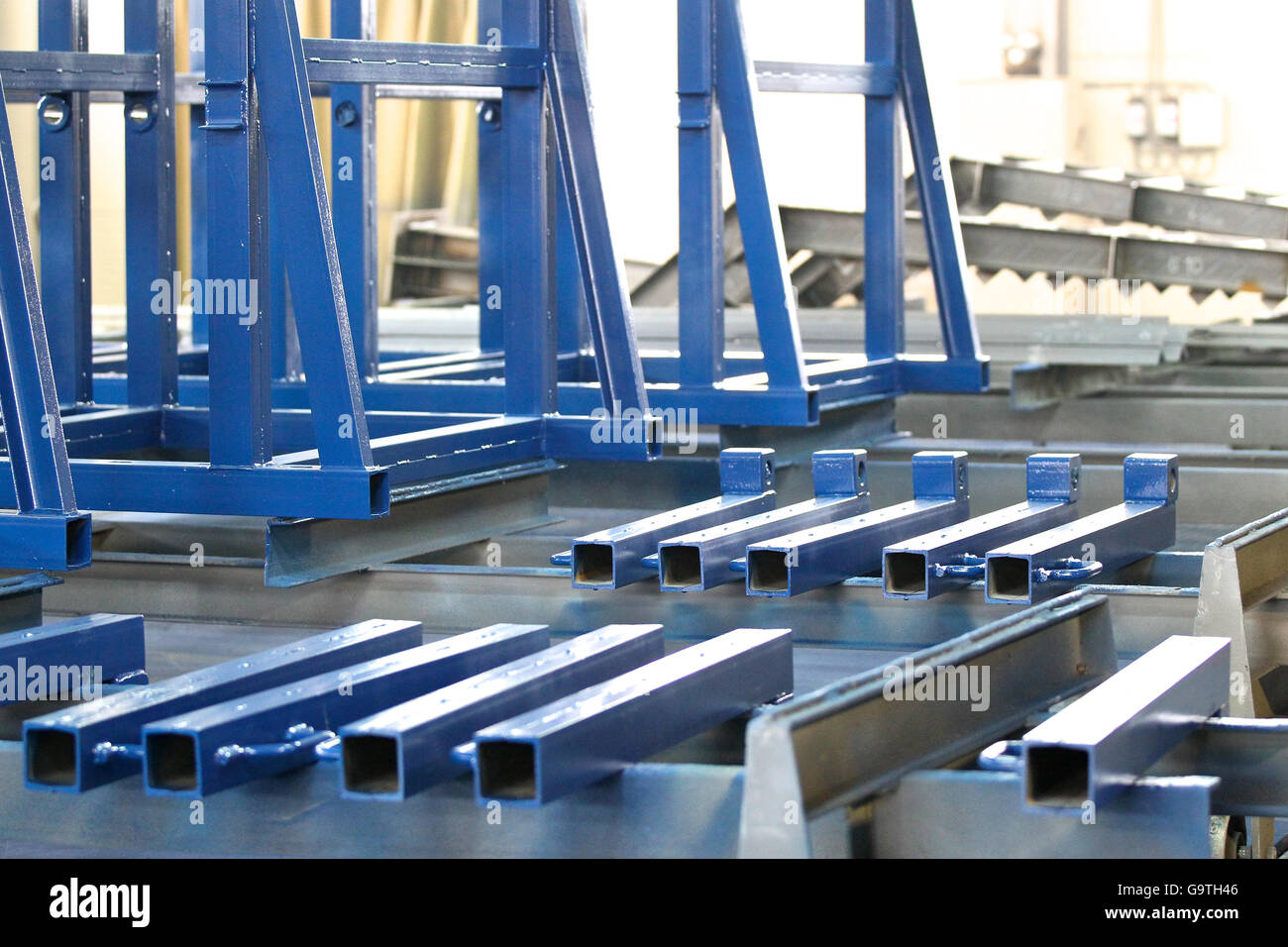 various elements of steel structures for further assembly Stock Photo ...