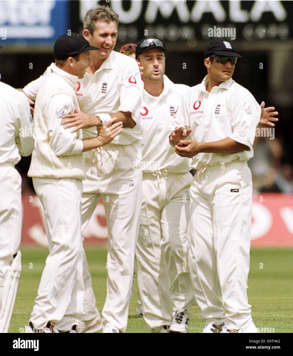 England celebrate their first wicket of australias matthew hayden hi ...