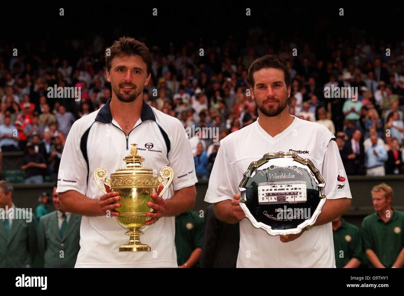 Winner goran ivanisevic runner up pat rafter with their respective ...