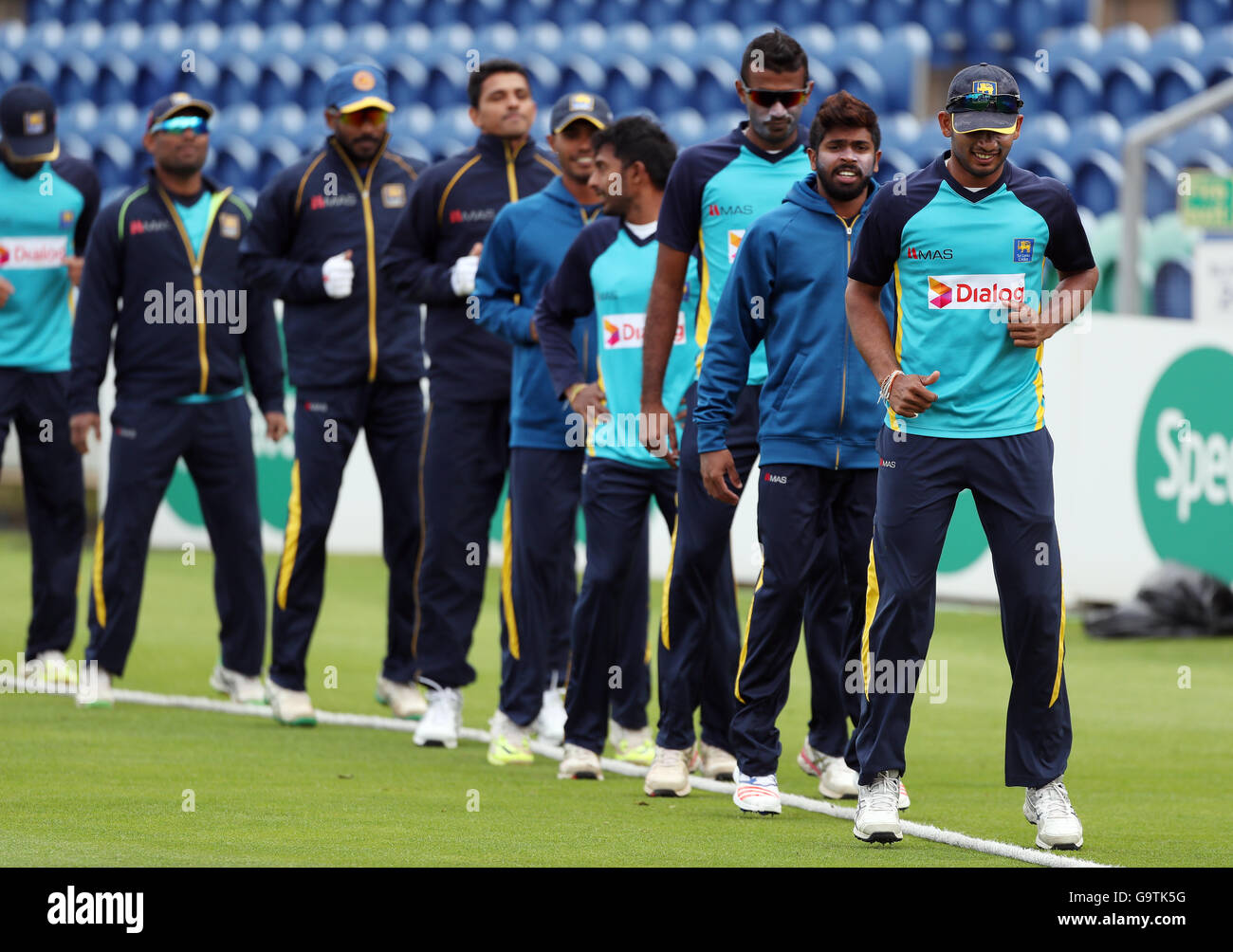 Sri Lanka warm up during the nets session at the SSE SWALEC Stadium ...