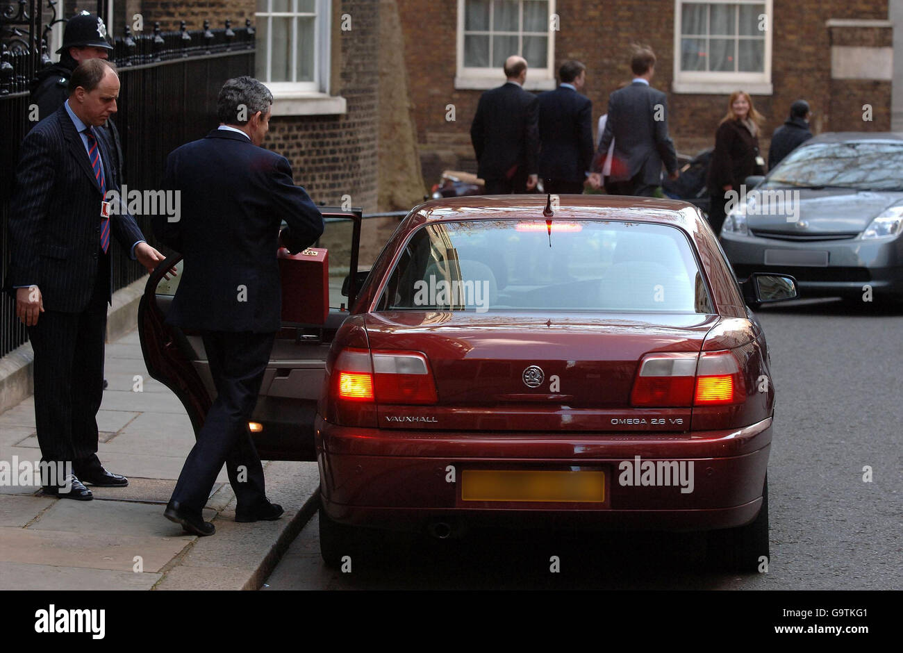 Chancellor Gordon Brown gets into a car as he leaves leaves No 11 ...