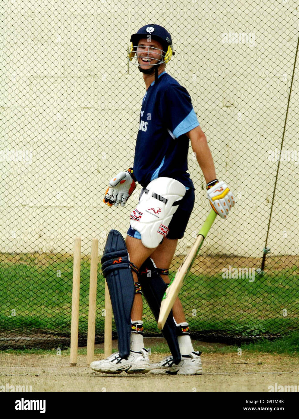 Scotland's captain Craig Wright bats during a nets session at Warner ...