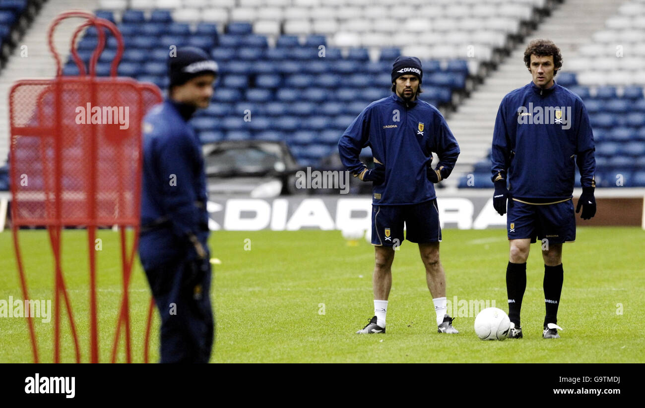 Scotland's Paul Hartley (centre) and Christian Dailly (right) during a ...