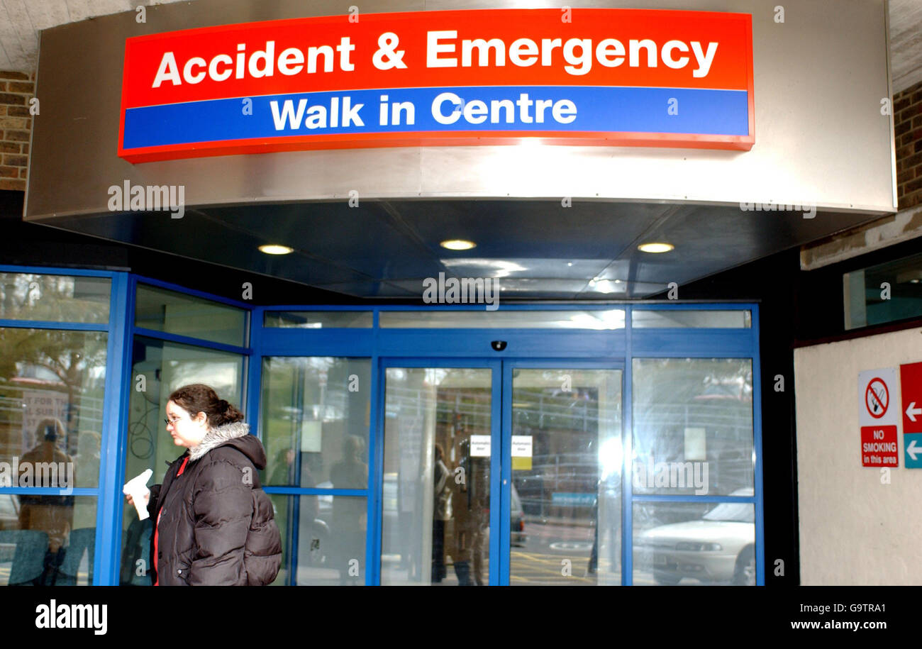 GV of the A&E entrance at The Royal Surrey County Hospital in Guildford ...