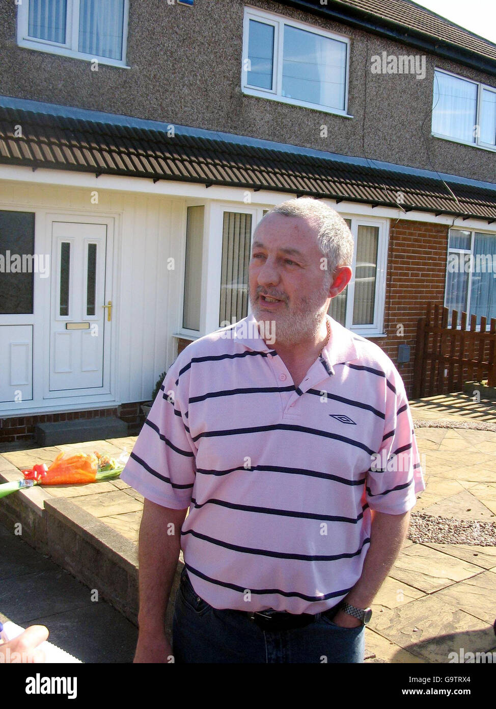 Father of leading chris coe outside his home in huddersfield hi-res ...