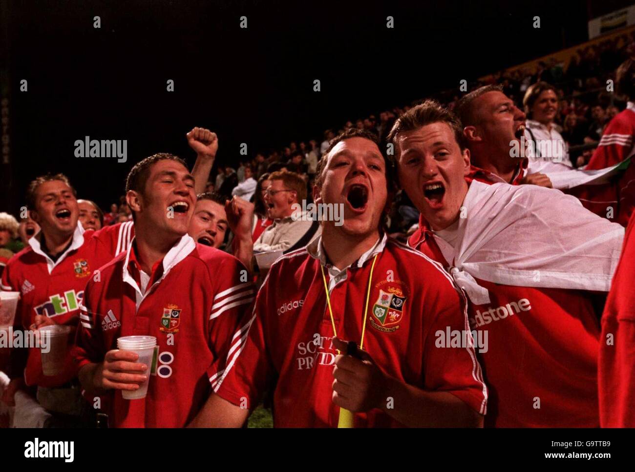 The british lions fans cheer on their team hi-res stock photography and ...
