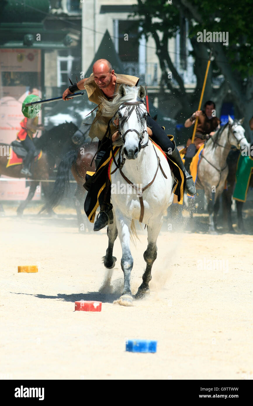 The Caritas of Beziers, show of chivalry, tournament. Medieval festival ...